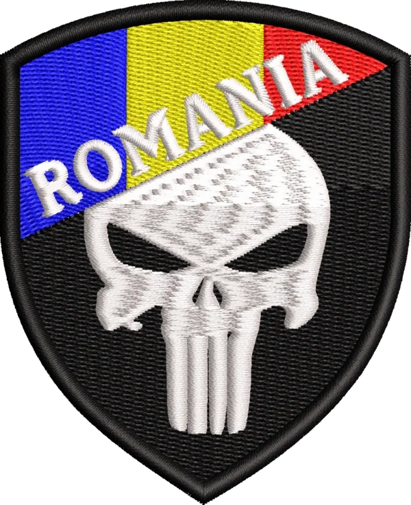 Patch brodat Punisher România - Velcro / Heat Seal